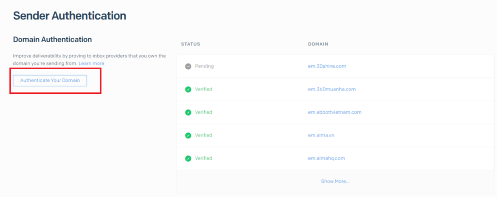 Quy trình và Hướng dẫn Authenticate domain trên Sendgrid cho KH-v1.0. ...